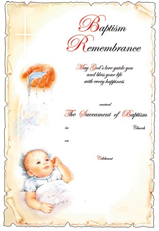 Certificate - Baptism Remembrance